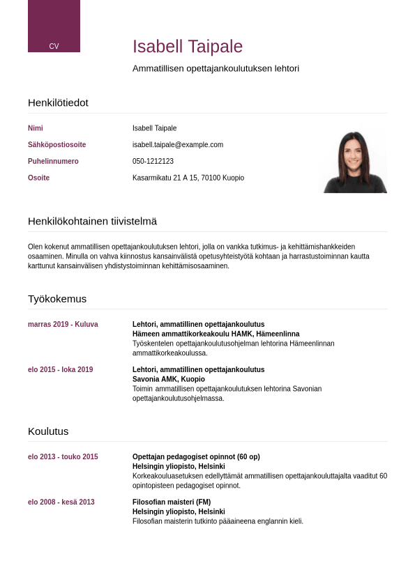 CV-mallipohjat - CV.fi