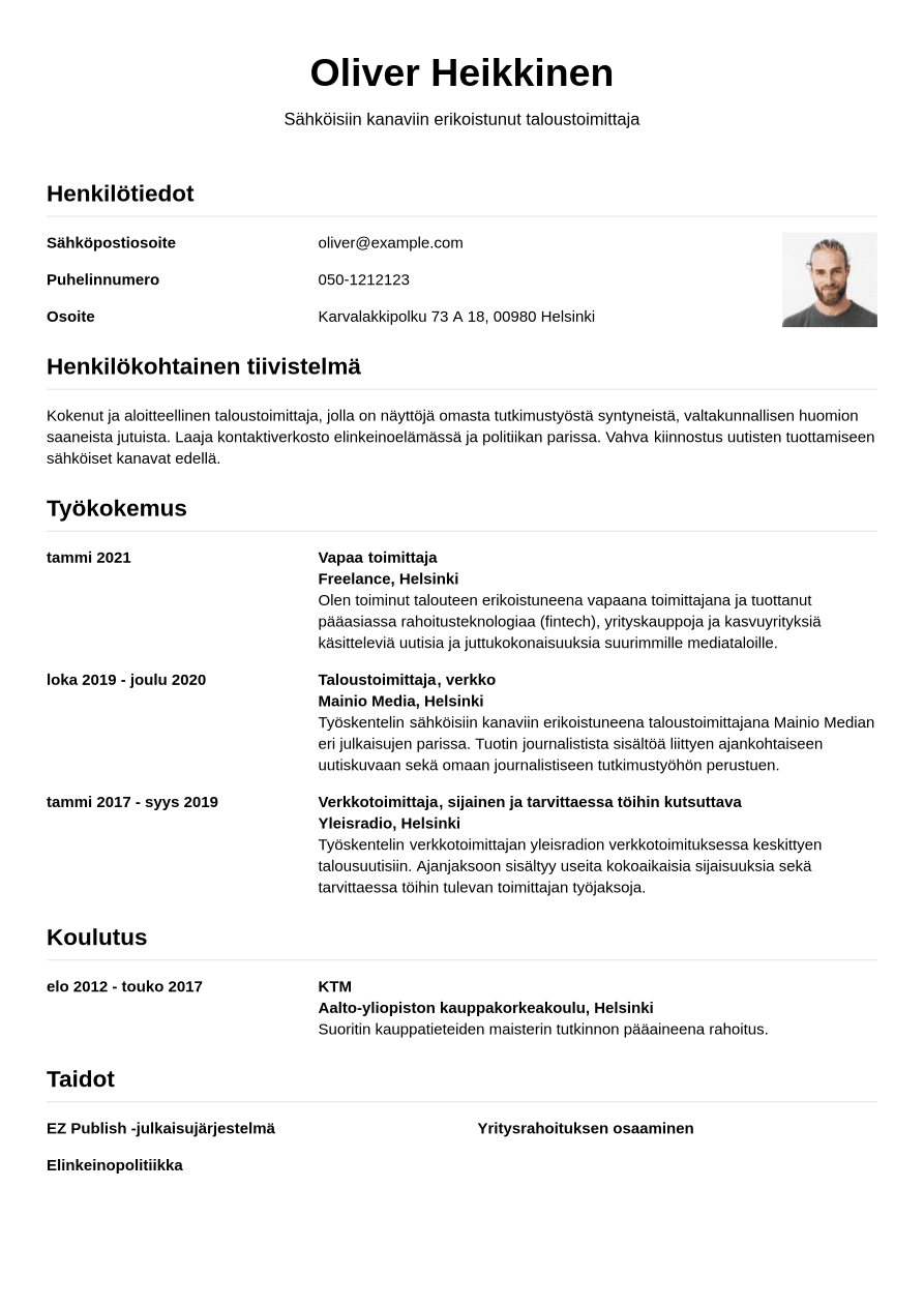 CV-mallipohjat - CV.fi